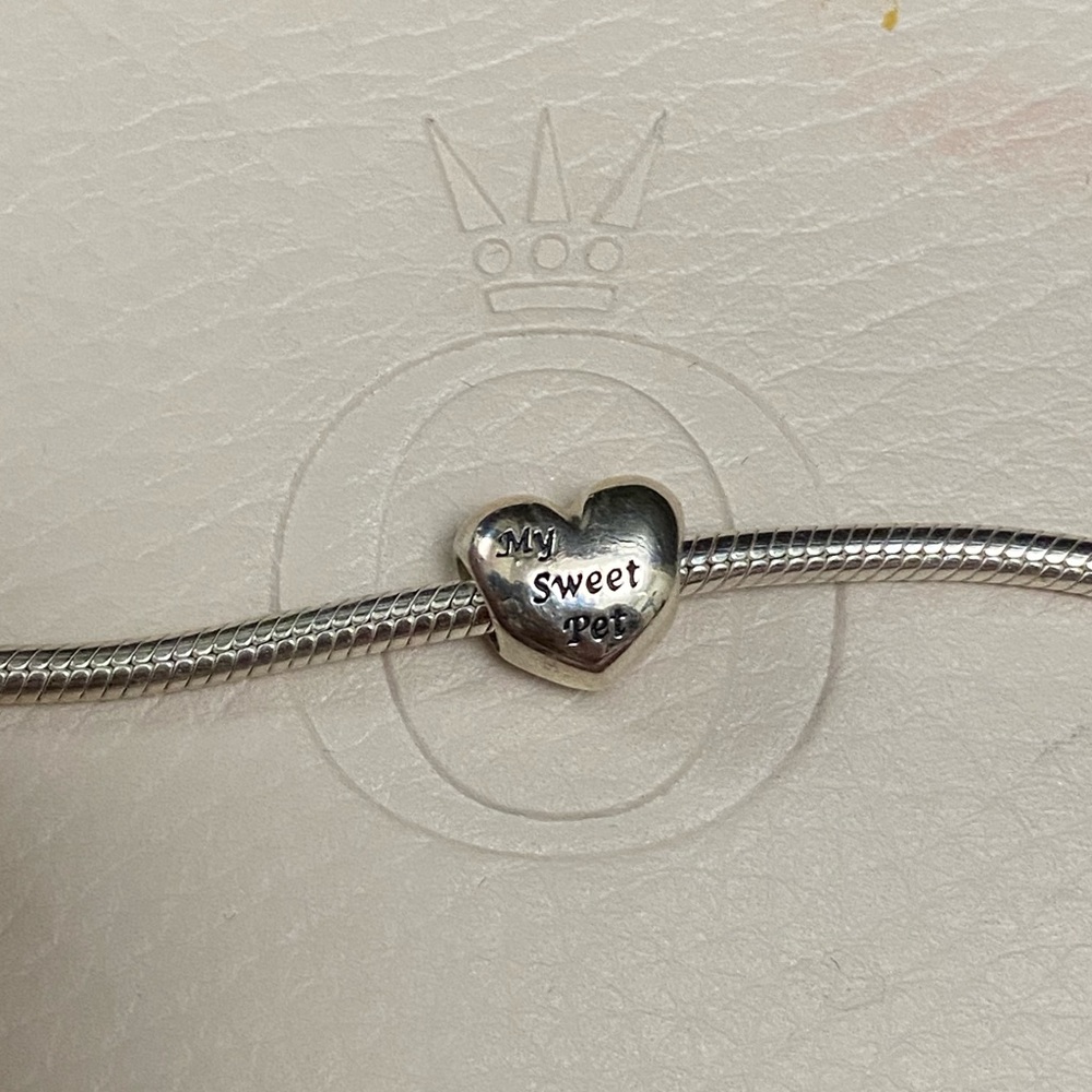 *Retired* Pandora “My Sweet Pet” Paw Print Heart Shap… - Gem